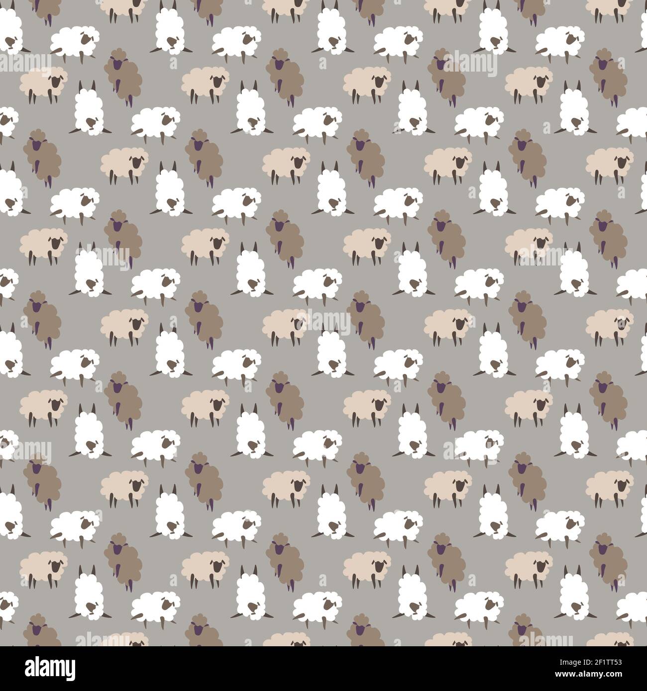 funny lambs on a grey background seamless pattern Stock Photo - Alamy