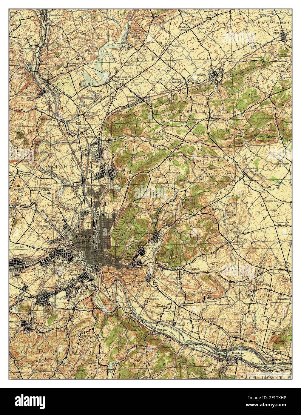 Reading, Pennsylvania, map 1944, 1:62500, United States of America by ...