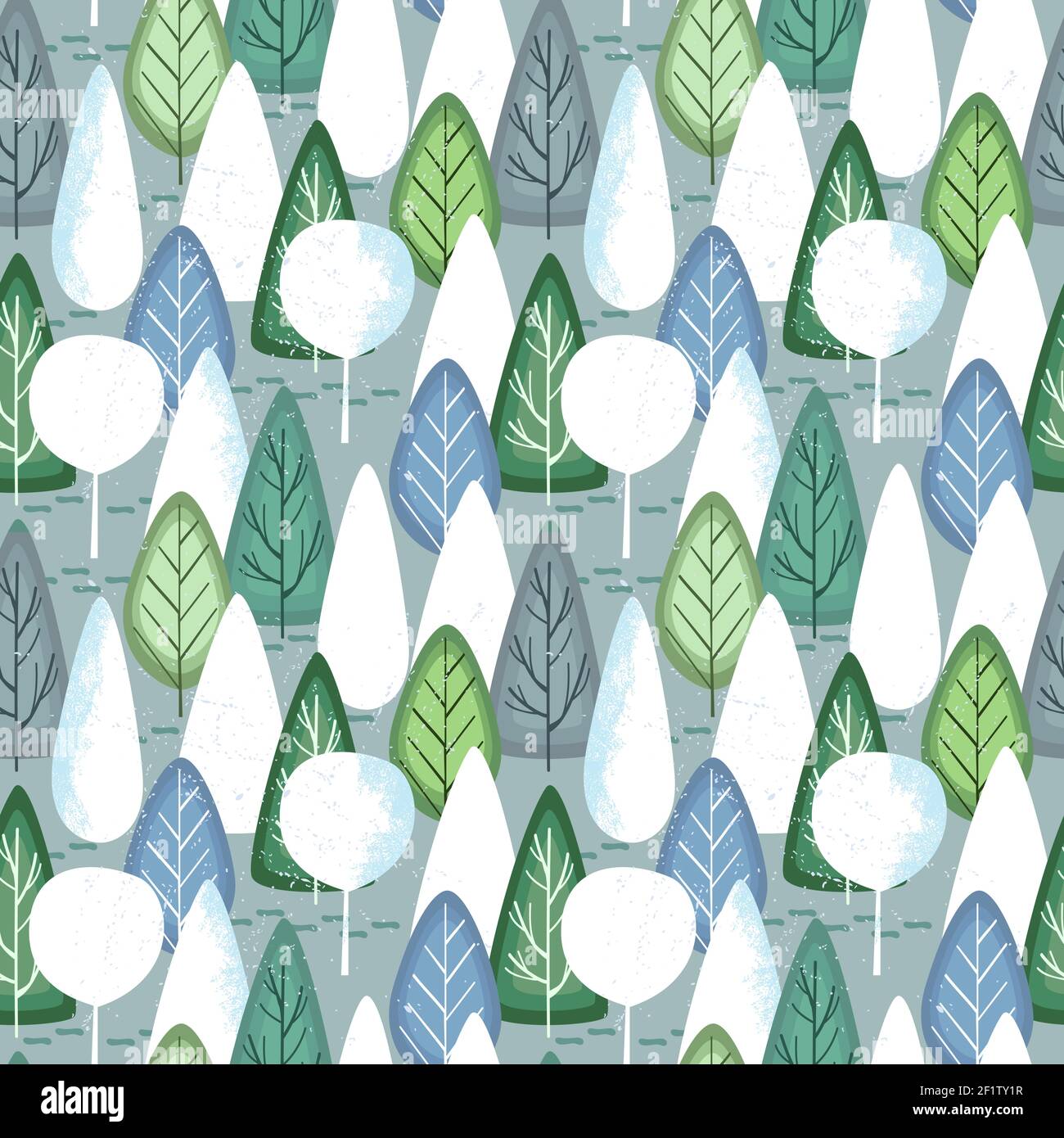 Christmas pine tree forest seamless pattern illustration. Hand drawn ...