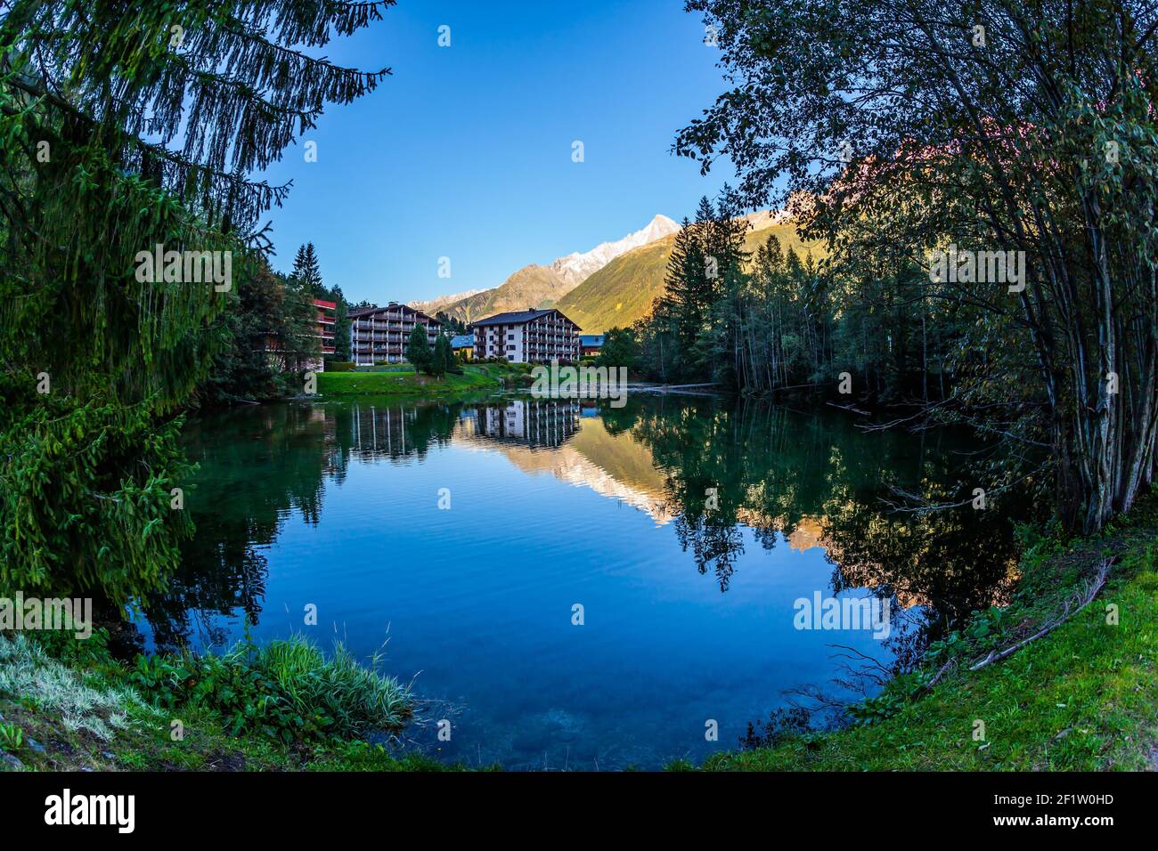 The lake reflects the blue sky Stock Photo - Alamy