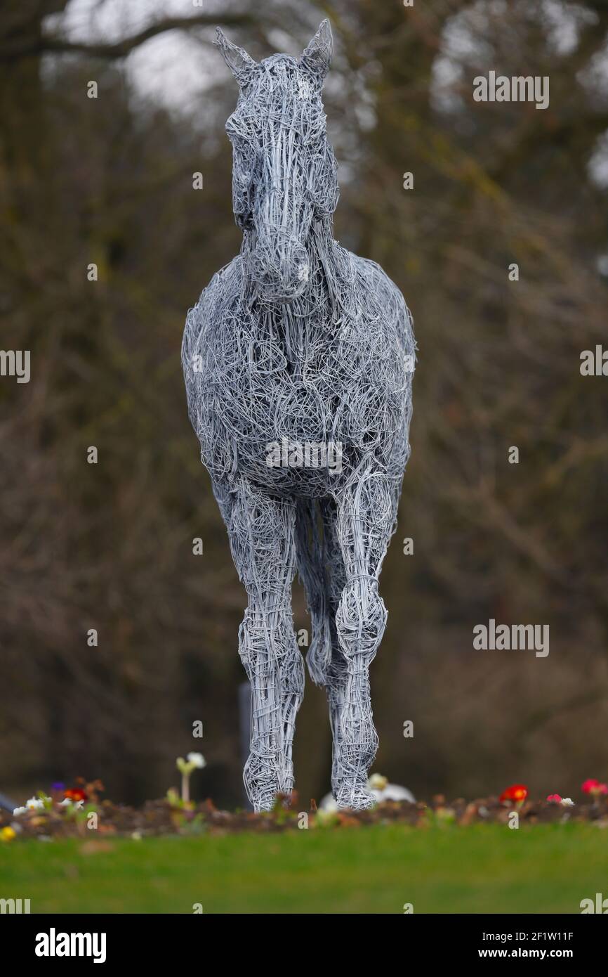 A Horse sculpture made from wicker basket installed on a roundabout in ...