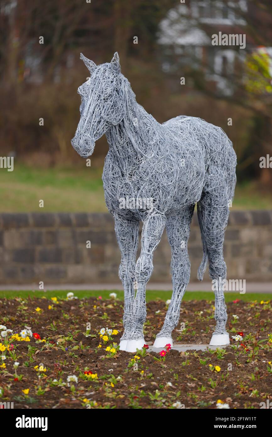 A Horse sculpture made from wicker basket installed on a roundabout in ...