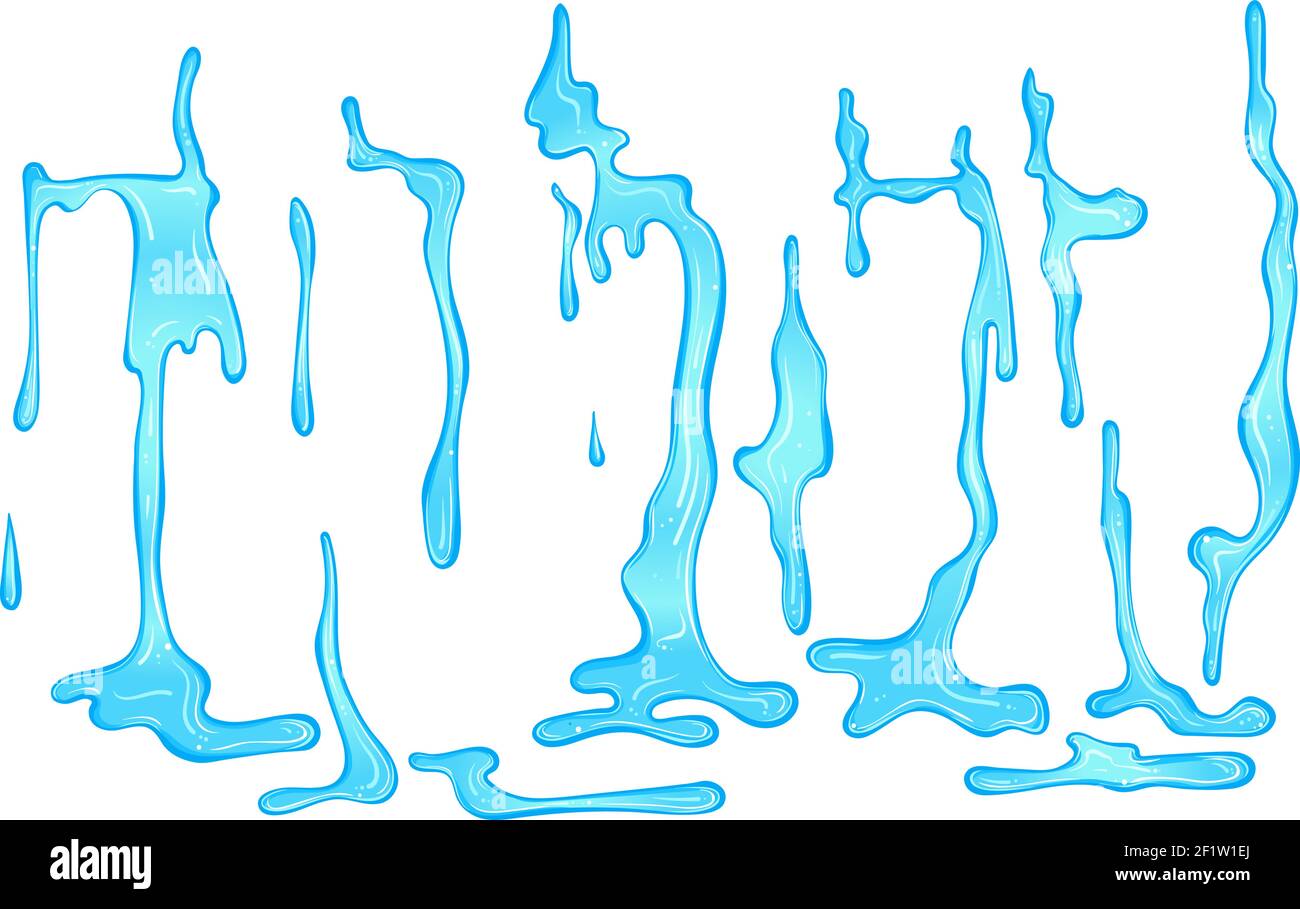 Dripping blue paint. Abstract liquid drops of ink. Vector illustration ...