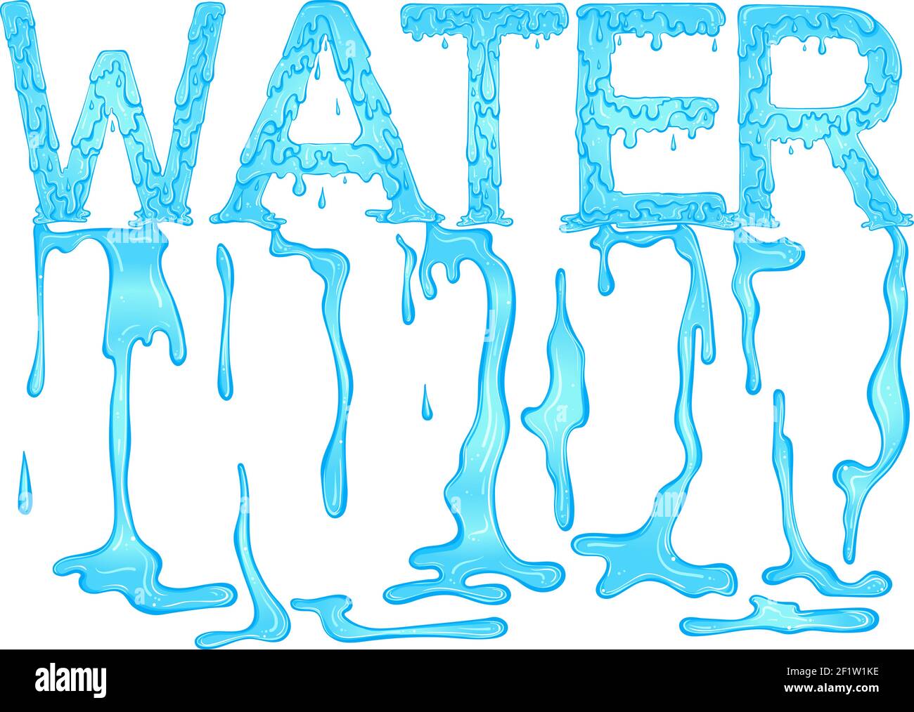 Lettering dripping word Water blue color with drips. Vector ...