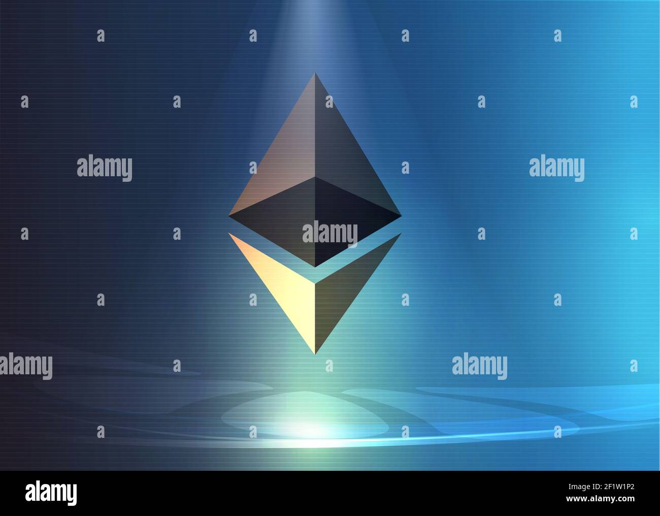 Ethereum background cryptocurrency, modern glowing bright lights blue ...