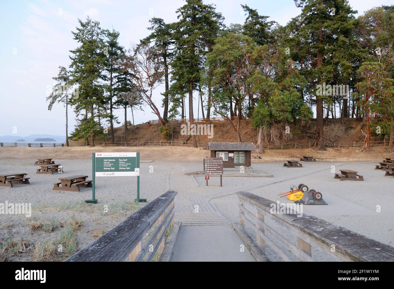 The picnic area at Sidney Spit, Gulf Islands National Park Reserve of ...