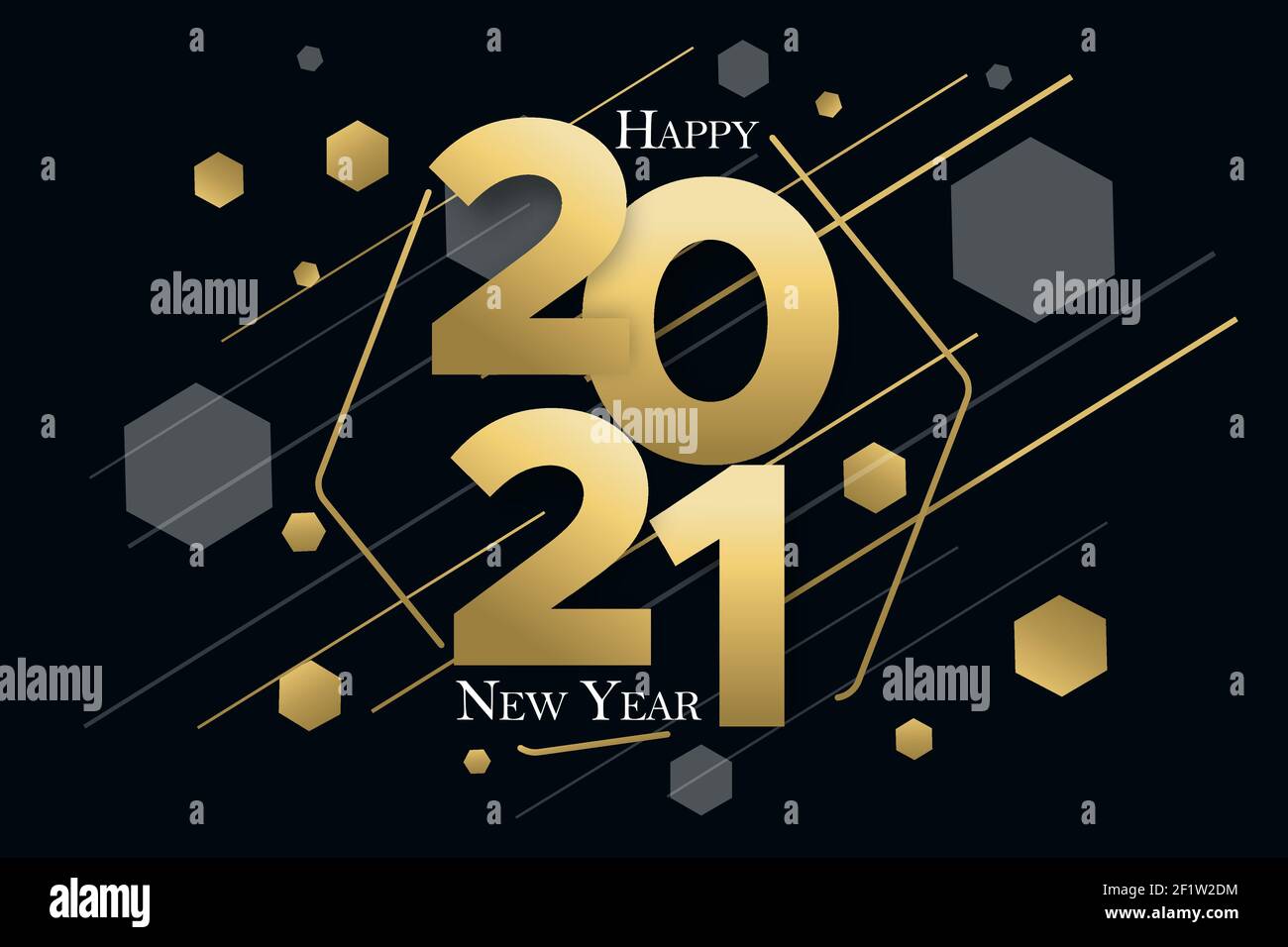 Happy New Year 2021 gold luxury greeting card banner illustration ...