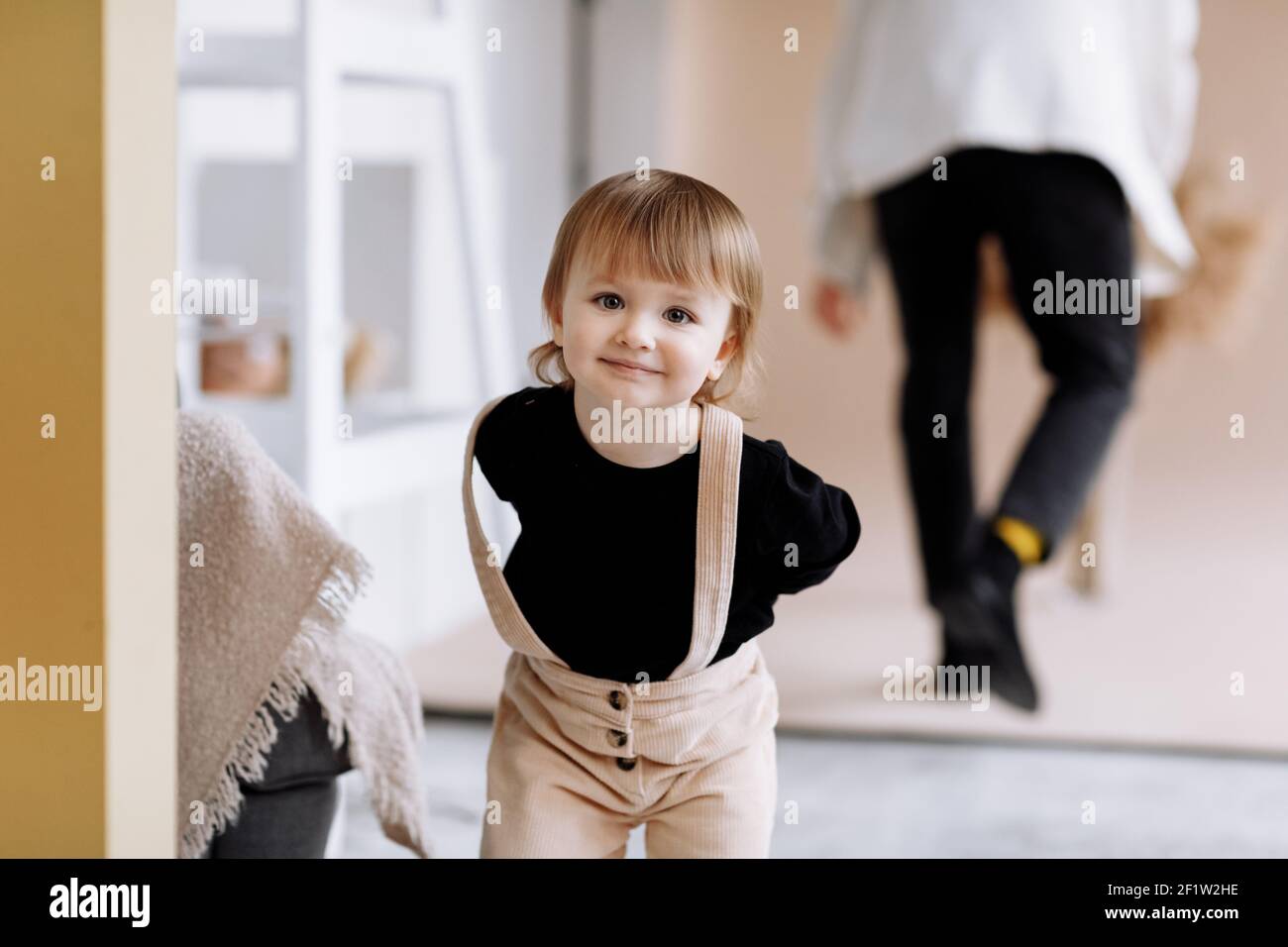 Portrait of a happy little adorable daughter. smiling 2 years old child ...