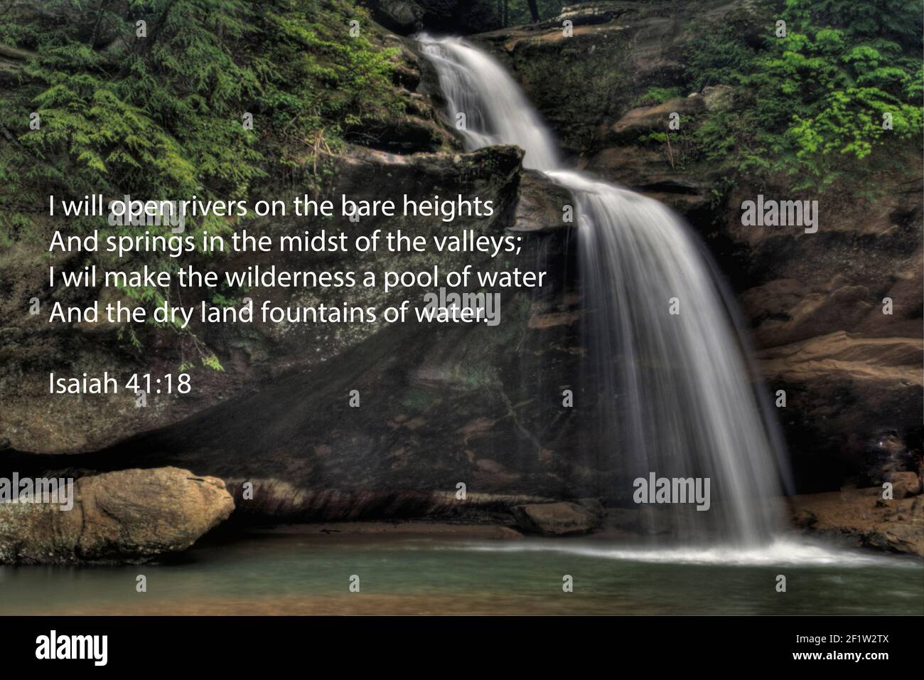Isaiah 41:18 and Waterfall Stock Photo - Alamy