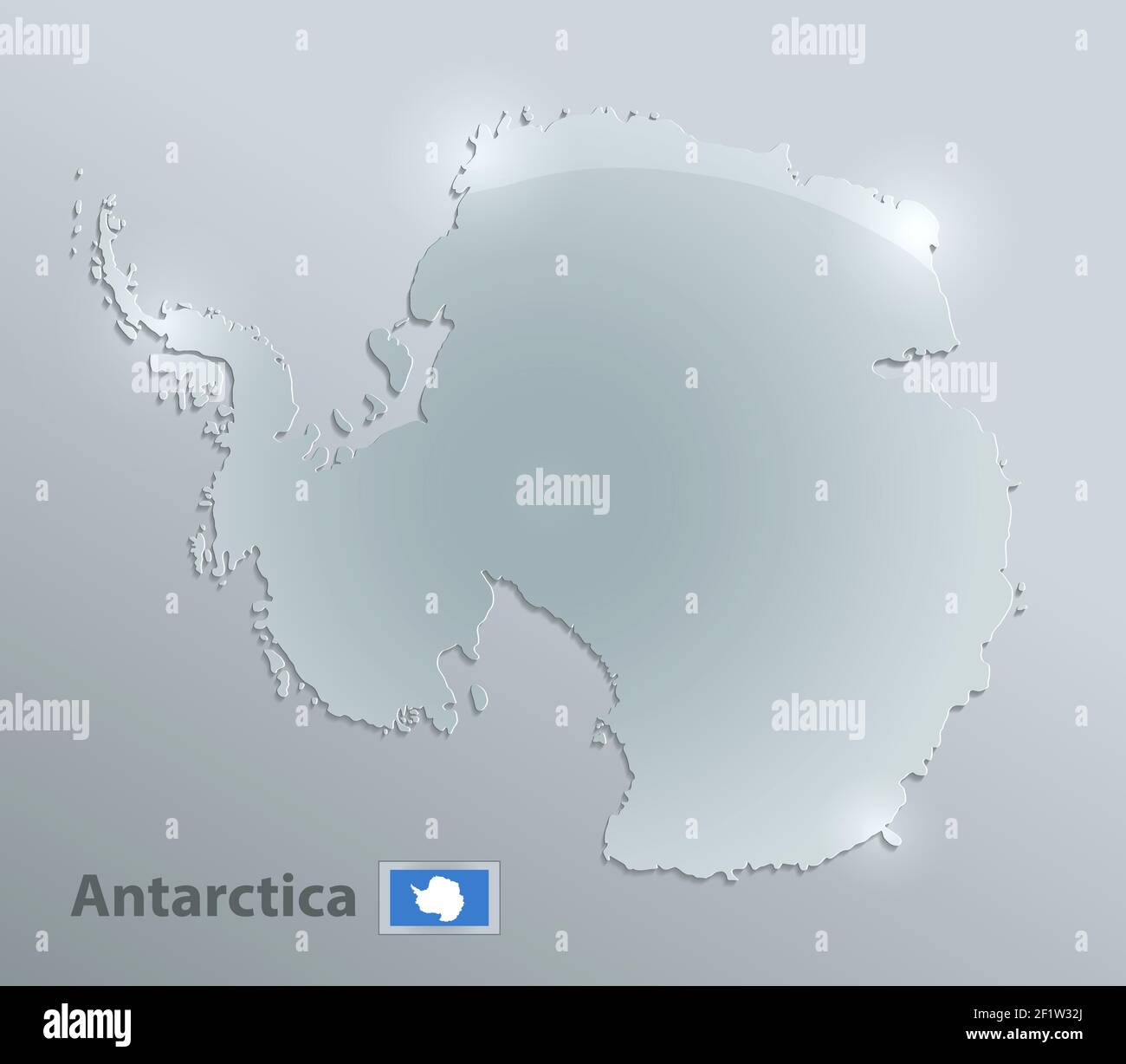 Antarctica map and flag, glass card paper 3D vector Stock Vector Image ...