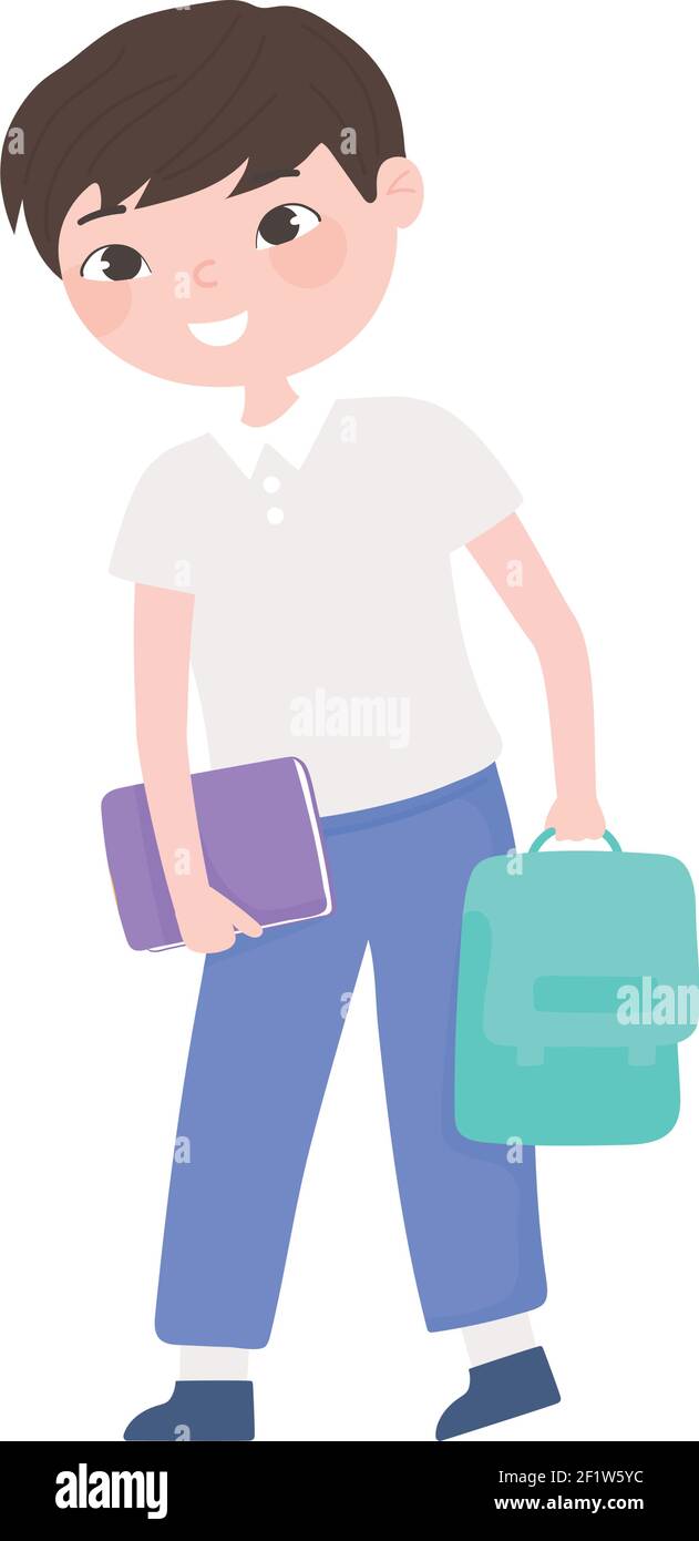 student boy book backpack cartoon Stock Vector Image & Art - Alamy