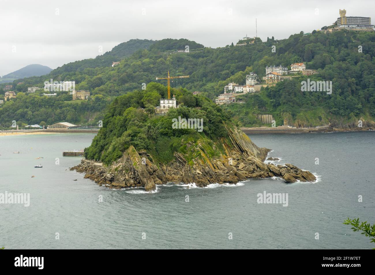 Seascape, view of the city of San Sebastian, with La Concha beach, from ...