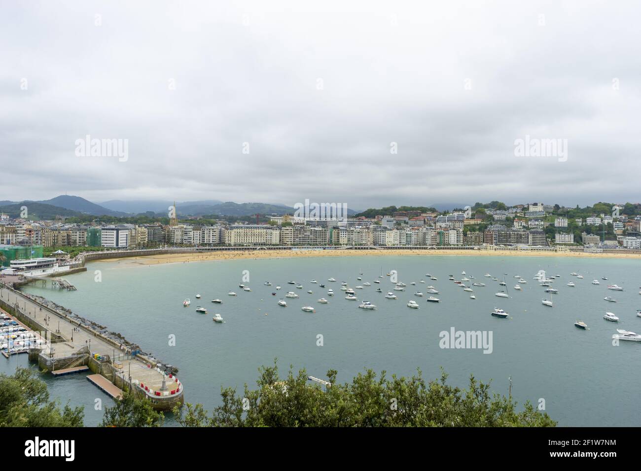 View of the city of San Sebastian, with La Concha beach, from Mount ...