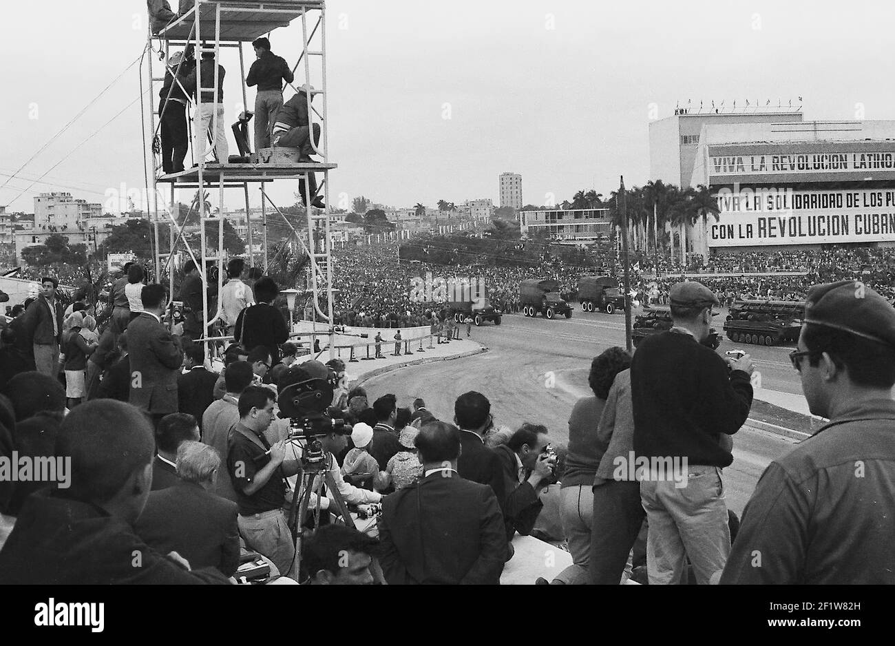 Crowd, military parade, Havana (Cuba : Province), Havana (Cuba), Cuba ...