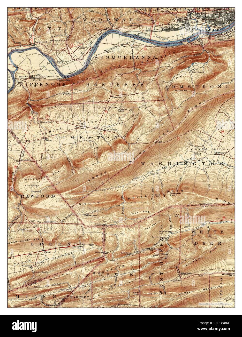 Williamsport pennsylvania map hi-res stock photography and images - Alamy