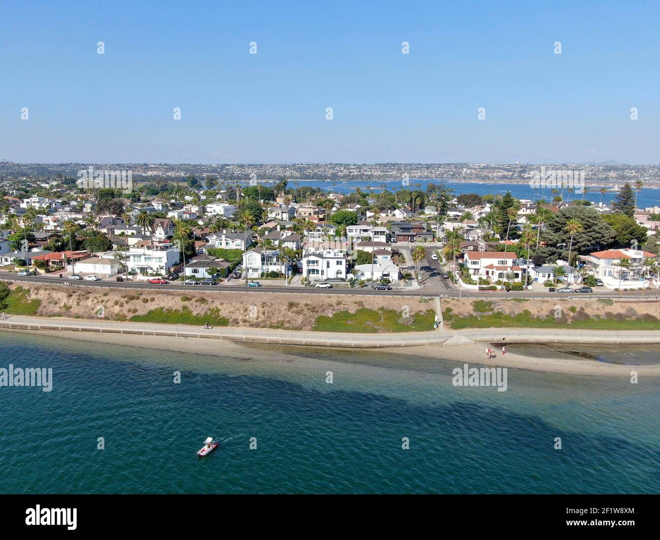 Aerial view of Mission Bay and beaches in San Diego, California. USA ...
