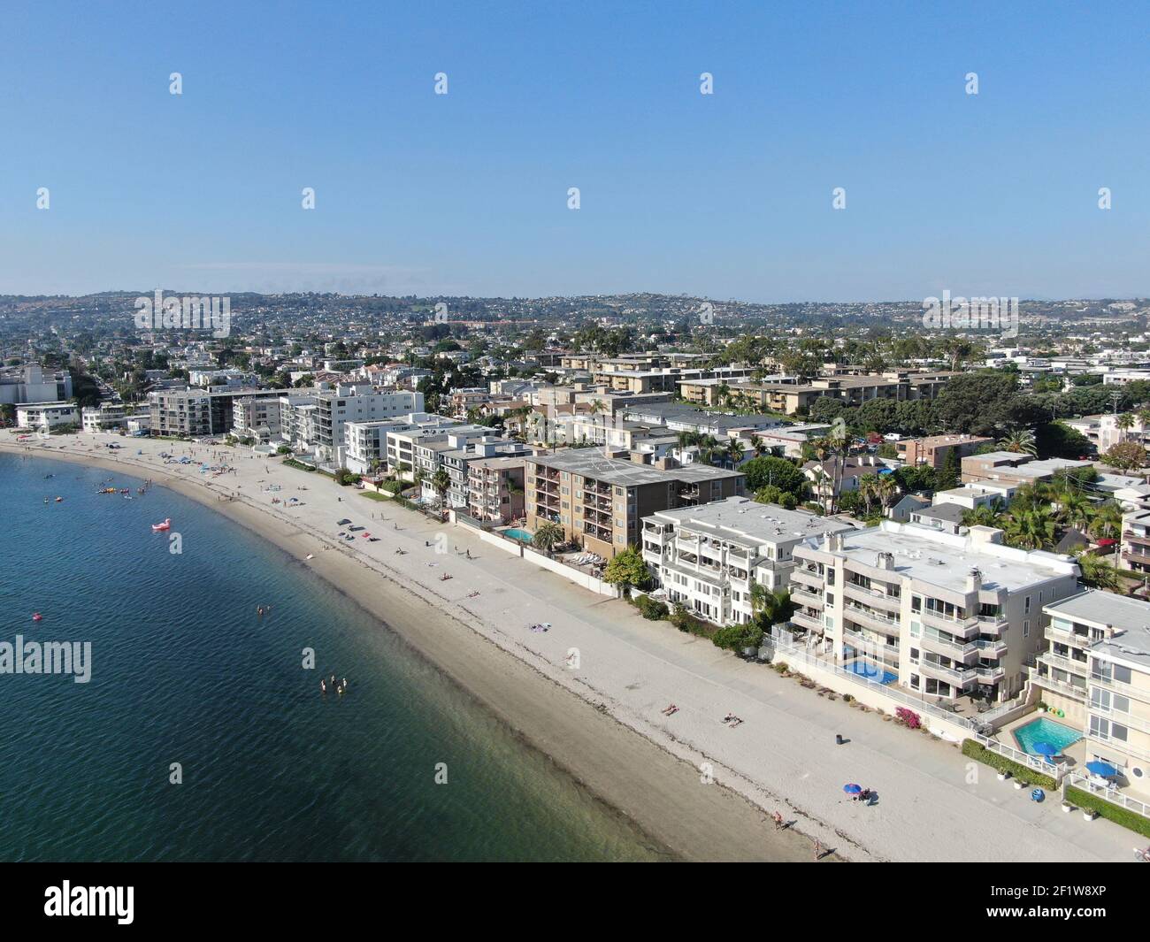 Aerial view of Mission Bay and beaches in San Diego, California. USA ...