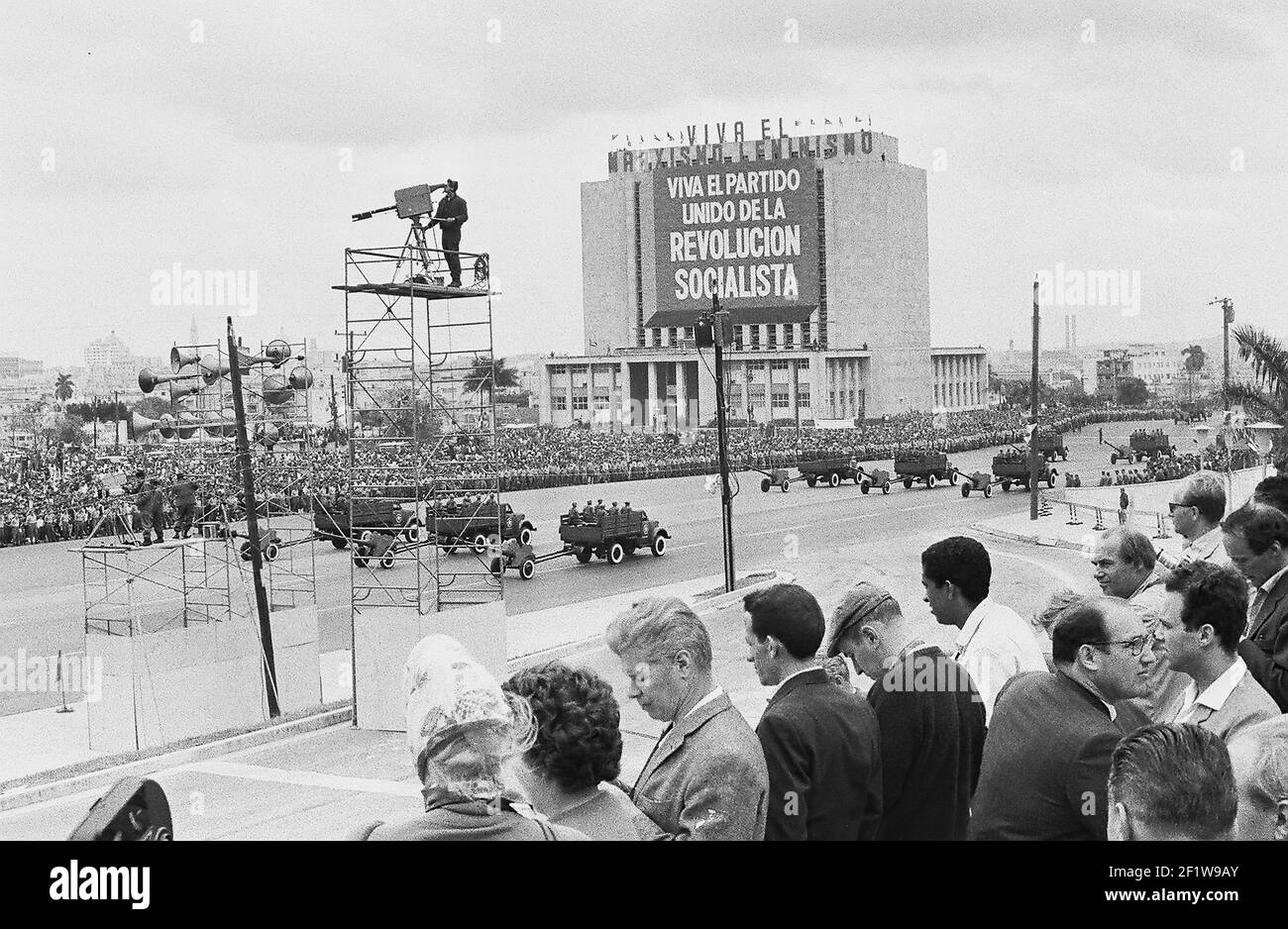 Crowd, military parade, Havana (Cuba : Province), Havana (Cuba), Cuba ...