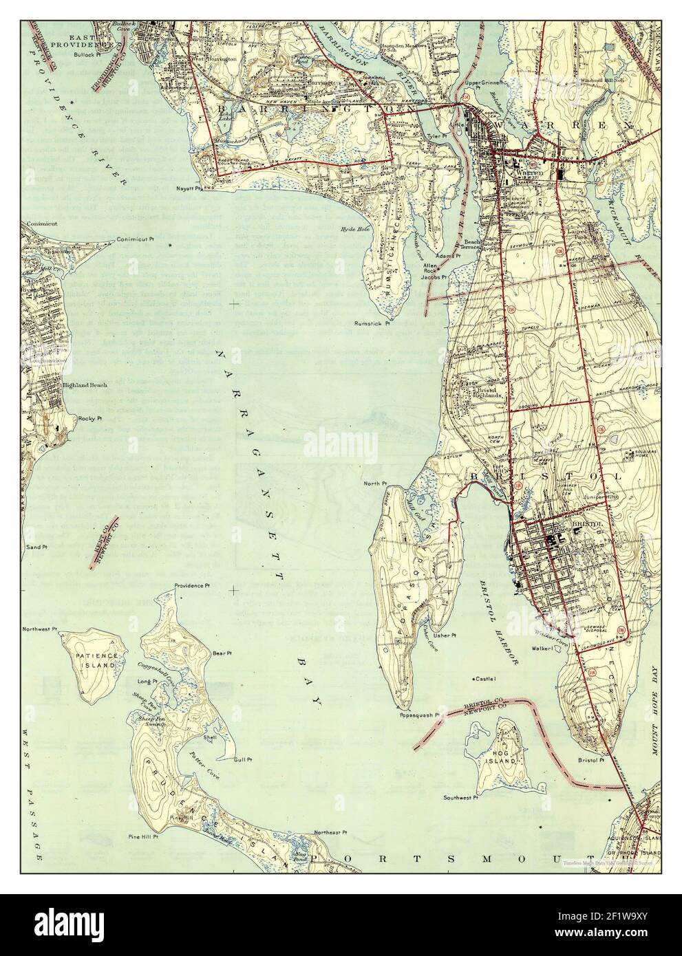 Bristol, Rhode Island, map 1943, 1:31680, United States of America by ...