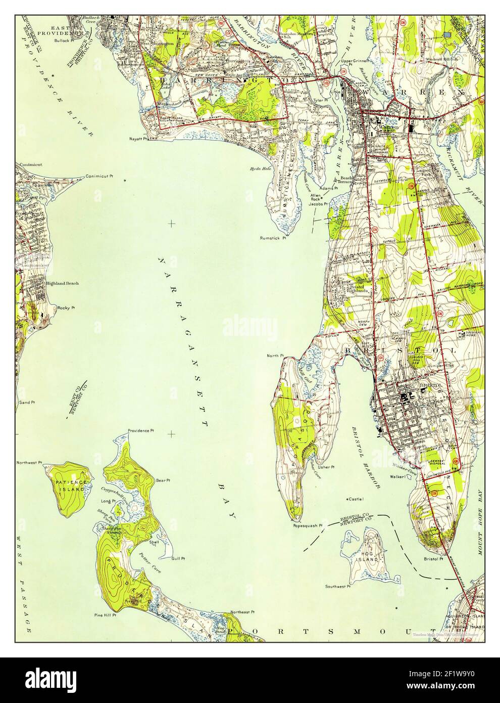 Bristol, Rhode Island, map 1939, 1:31680, United States of America by ...