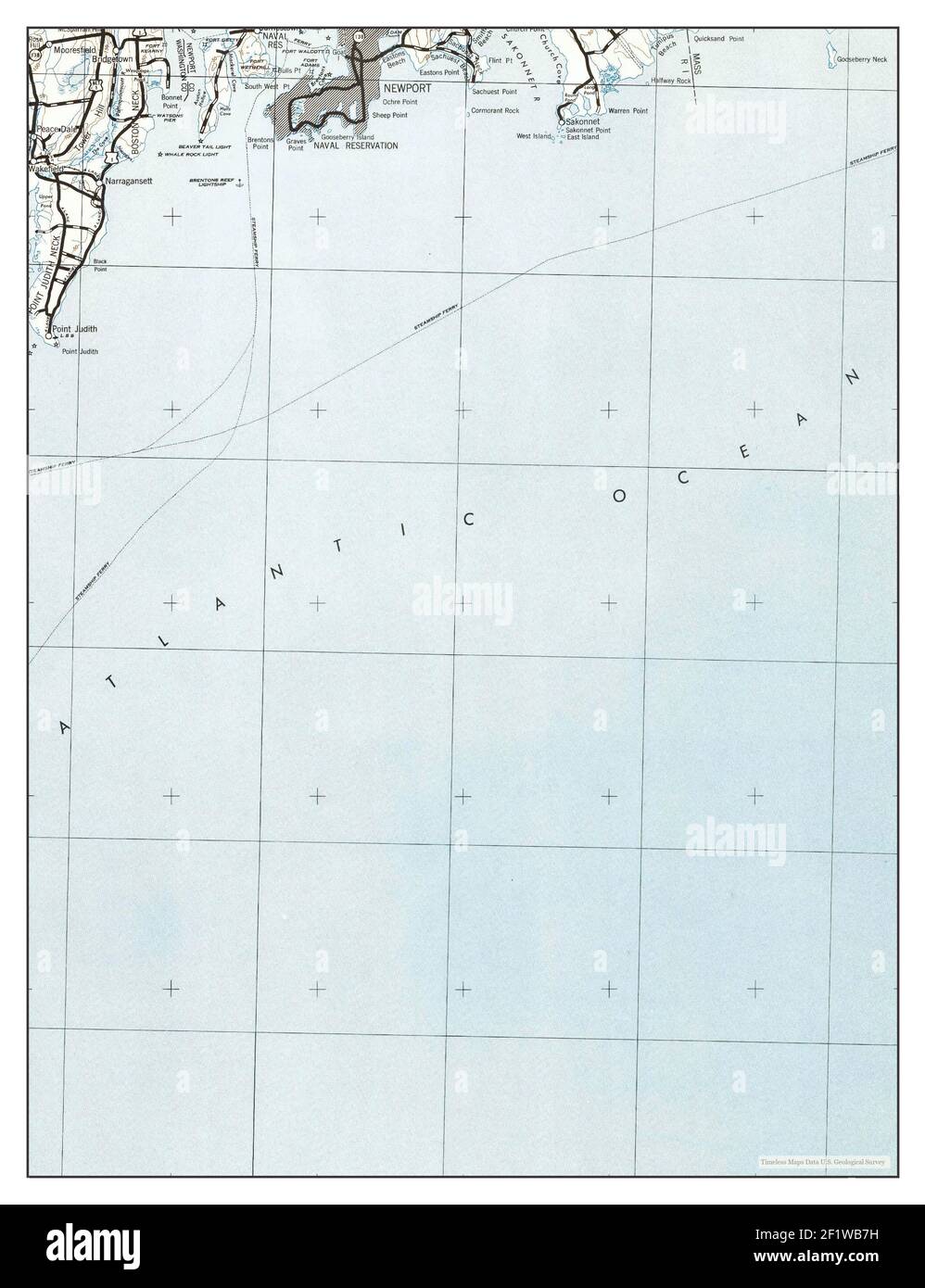 Newport, Rhode Island, map 1942, 1:125000, United States of America by ...