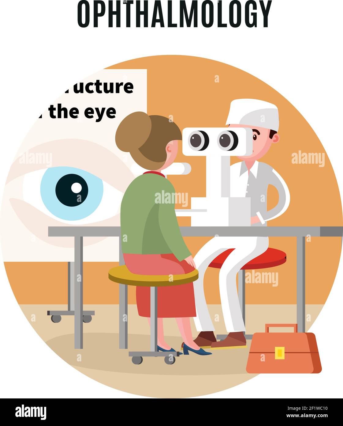 Medical eye care template with ophthalmologist testing vision of ...