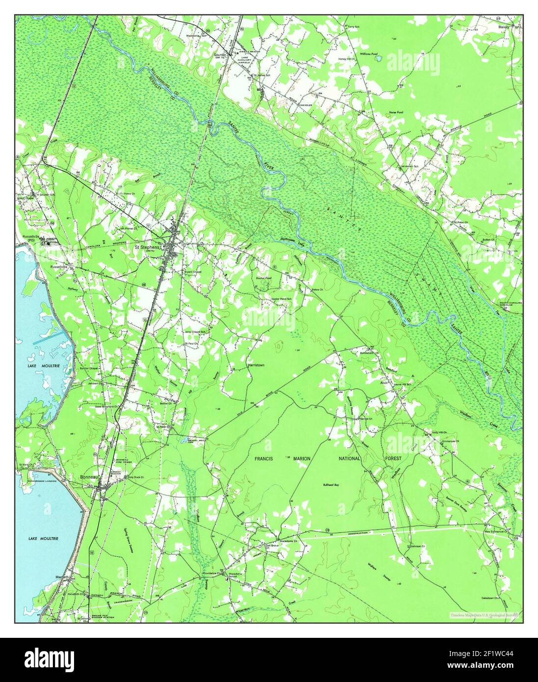 Bonneau, South Carolina, map 1943, 1:62500, United States of America by ...