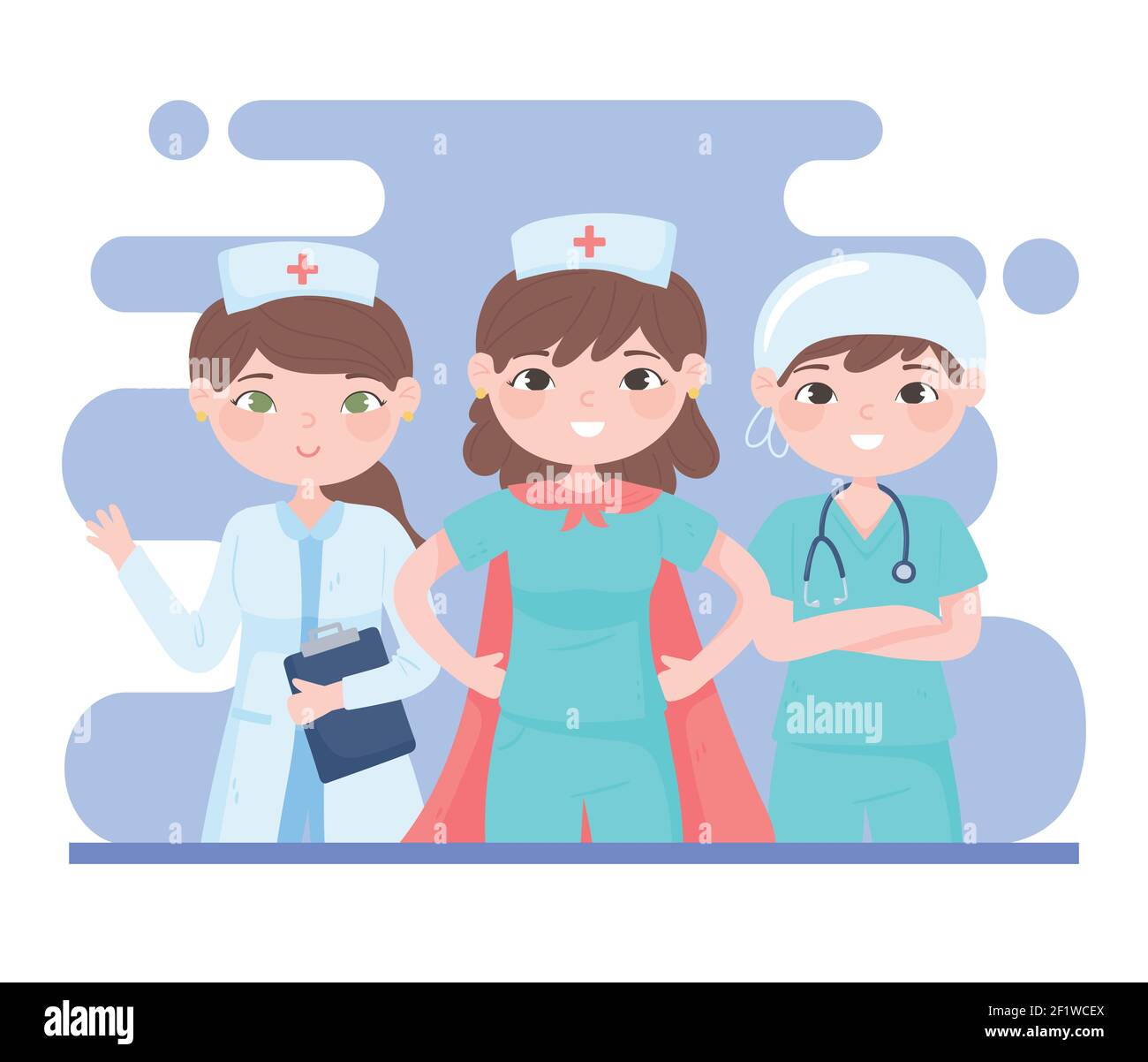 Cartoon Nurse Team Building