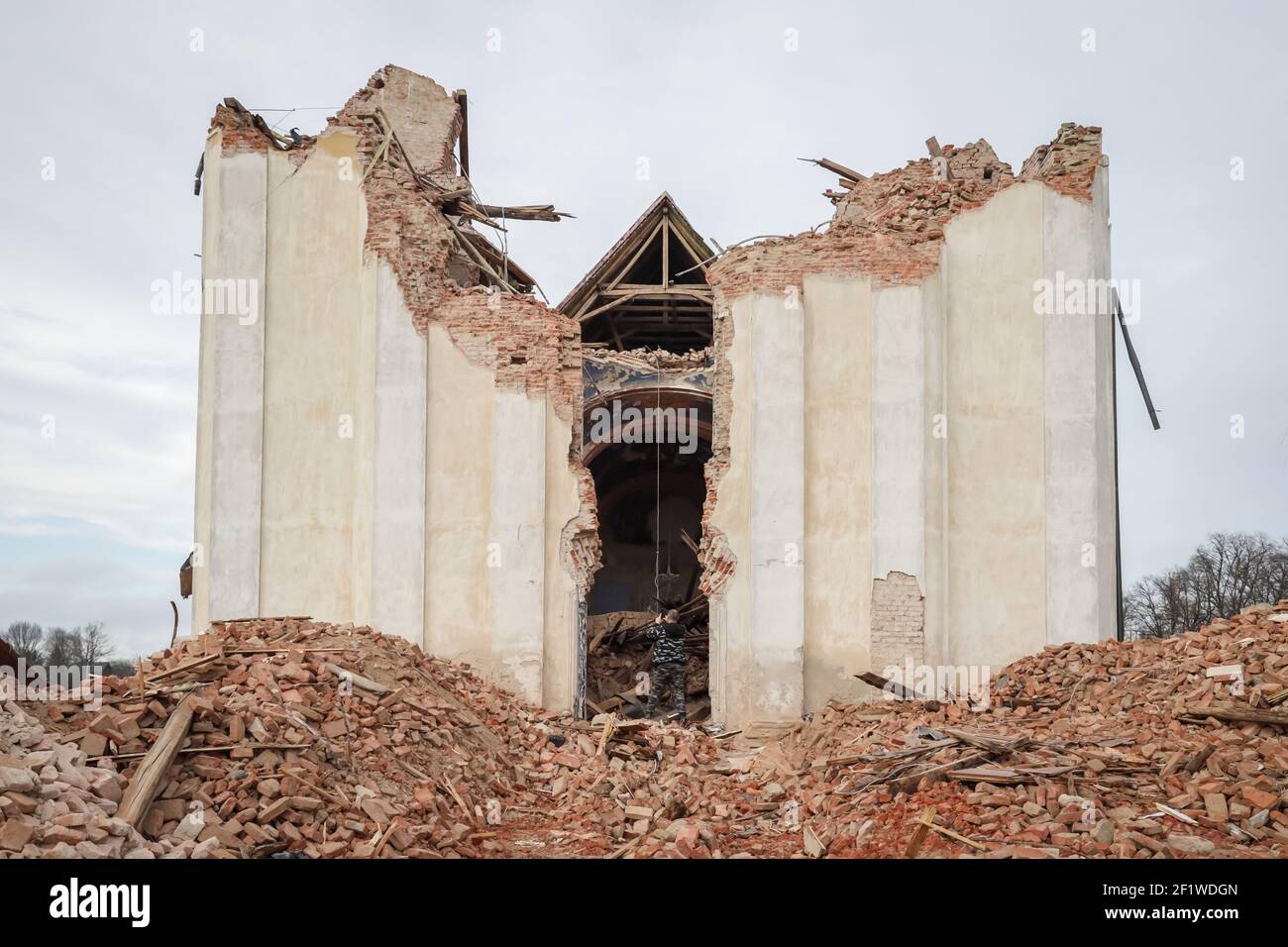 Consequences of yesterday's earthquake in the village of Zazina. A ...