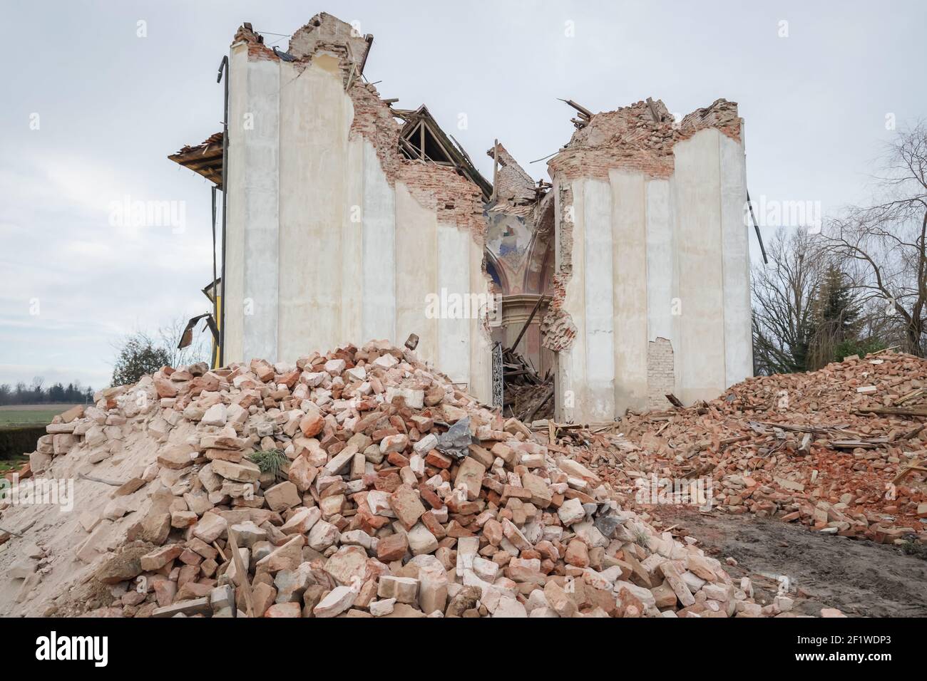 Consequences of yesterday's earthquake in the village of Zazina. A ...