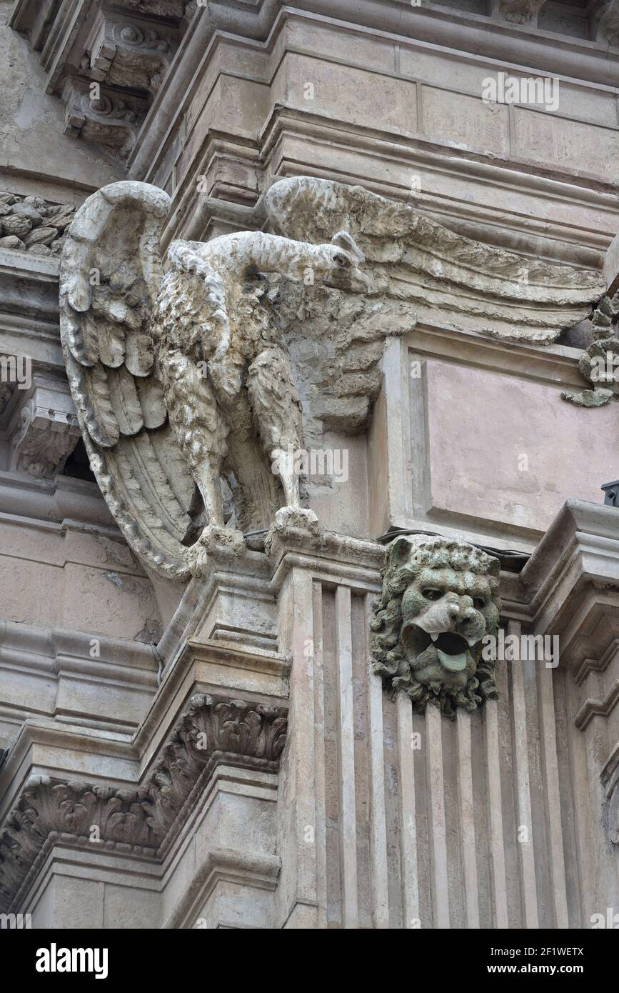 Carved stone gargoyles at the Iglesia de la Compania, Quito, Ecuador ...