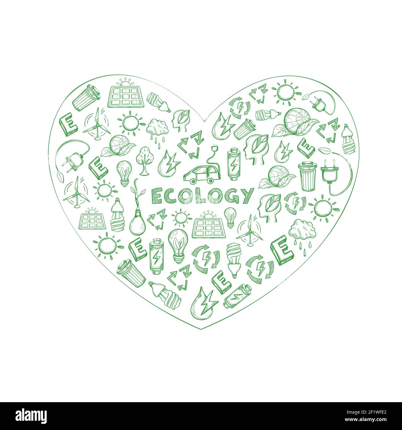 Earth save sketch green concept with ecologic and environmental ...