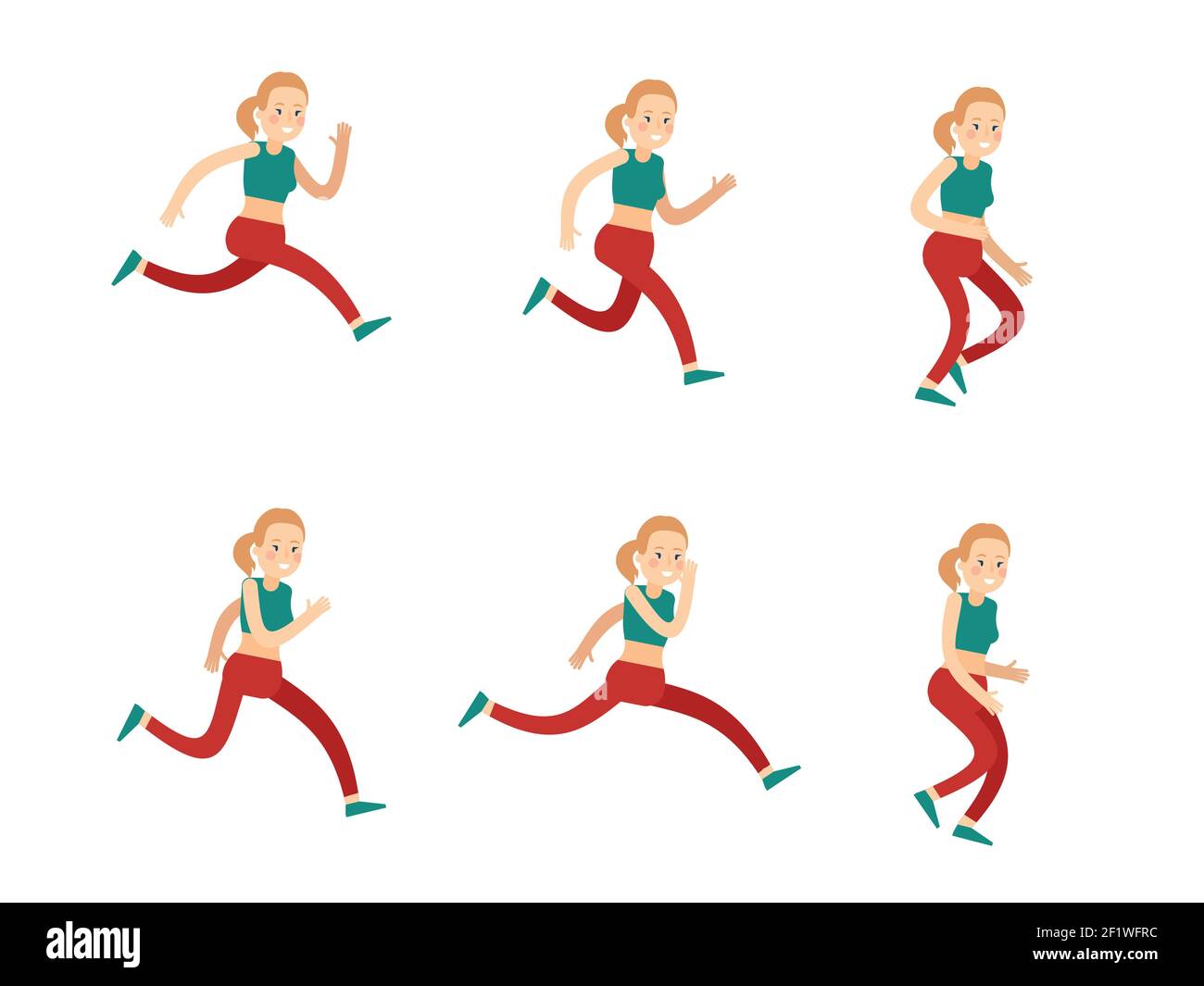 Active training woman set running with different speed in various ...