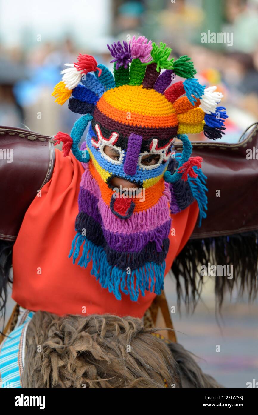 Man doing traditional dance while Quito celebrates the anniversary of ...
