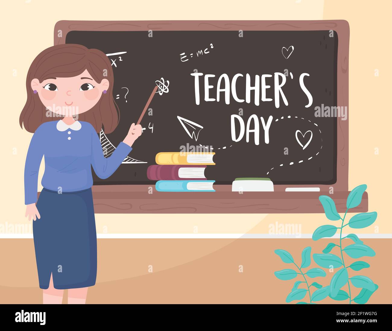 teacher blackboard classroom lesson cartoon Stock Vector Image & Art ...
