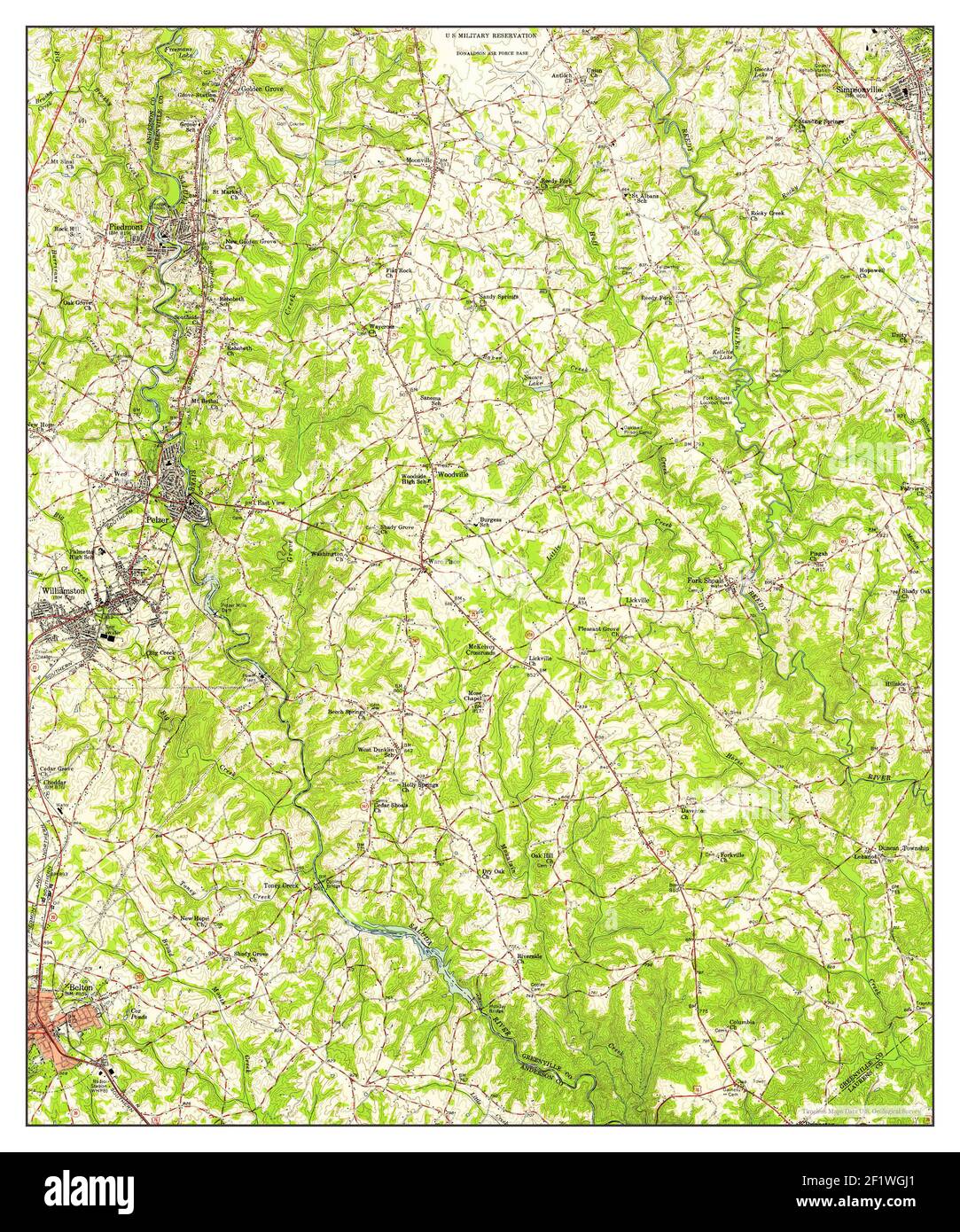 Williamston, South Carolina, map 1957, 1:62500, United States of ...