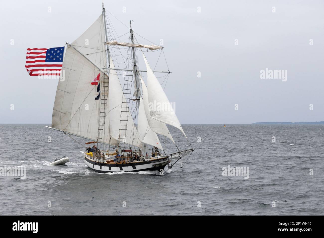 Amazing Grace is an 83 foot topsail schooner and sets a square topsail ...