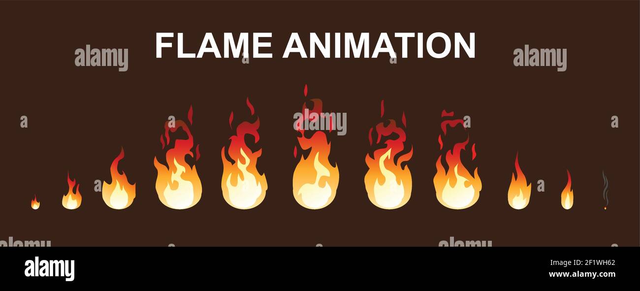 Light fire flames animation collection for game design or applications ...