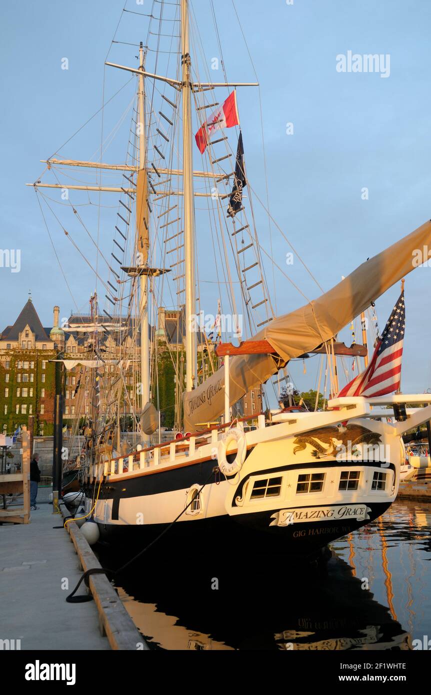Amazing Grace is an 83 foot topsail schooner and sets a square topsail ...