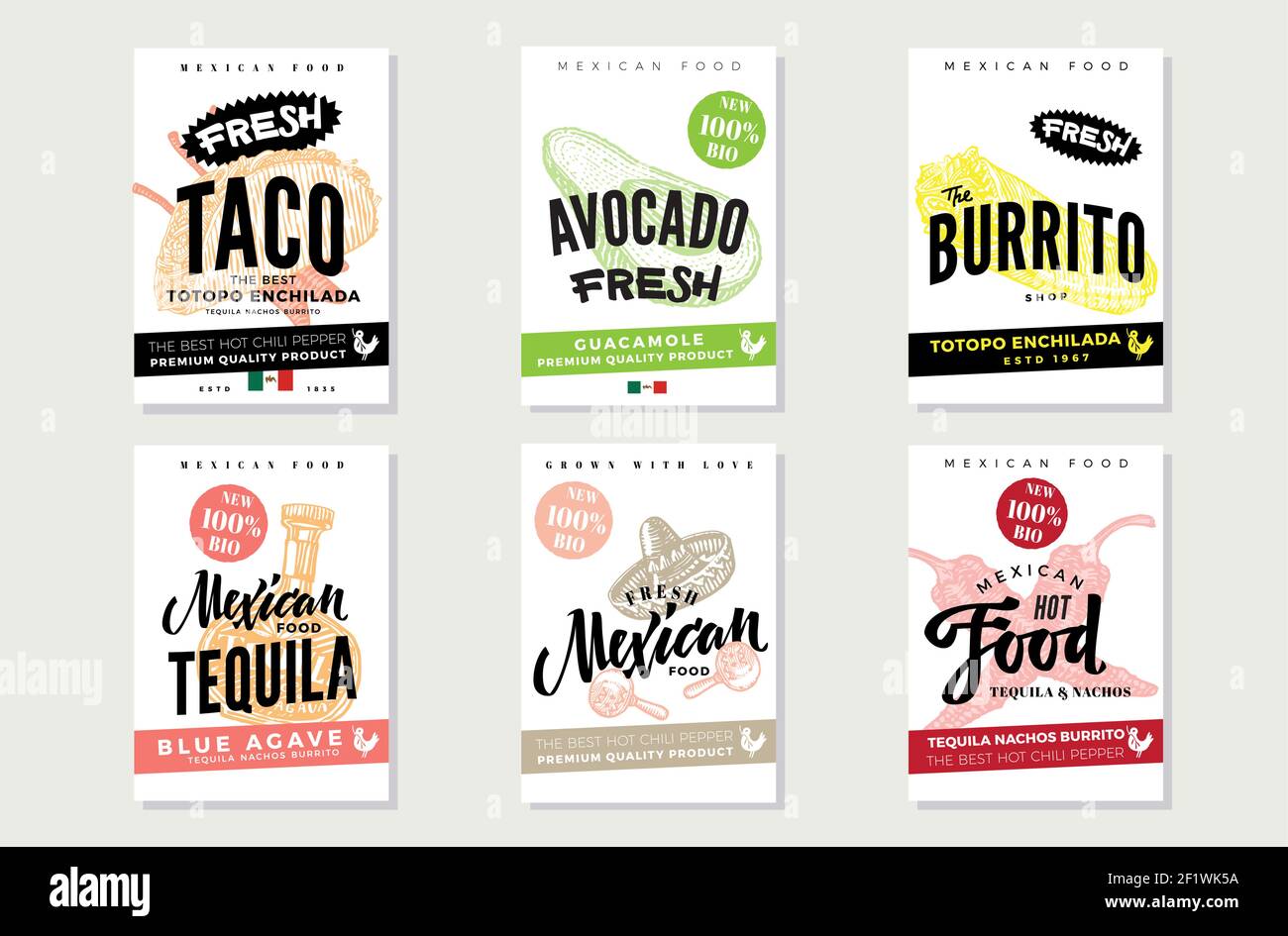 Sketch mexican food posters with traditional products meals elements of ...
