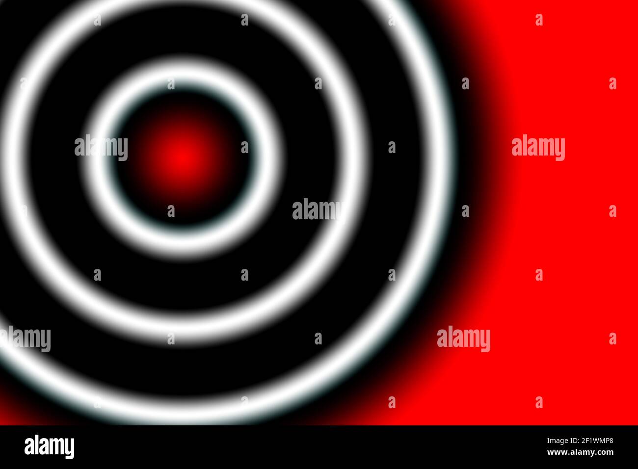 A circle-shaped target with white lines and a black outline on a red ...