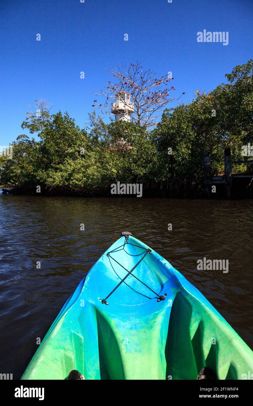 Old lighthouse along the Orange River from a kayak in Fort Myers ...