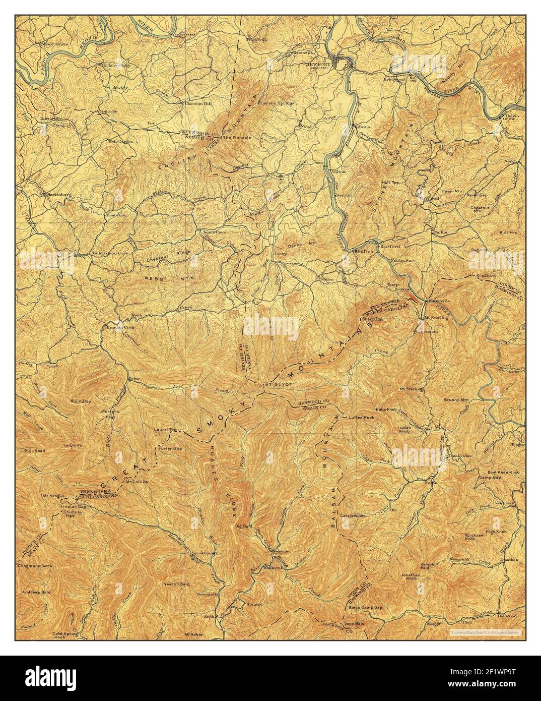 Mt Guyot, Tennessee, map 1912, 1:125000, United States of America by ...