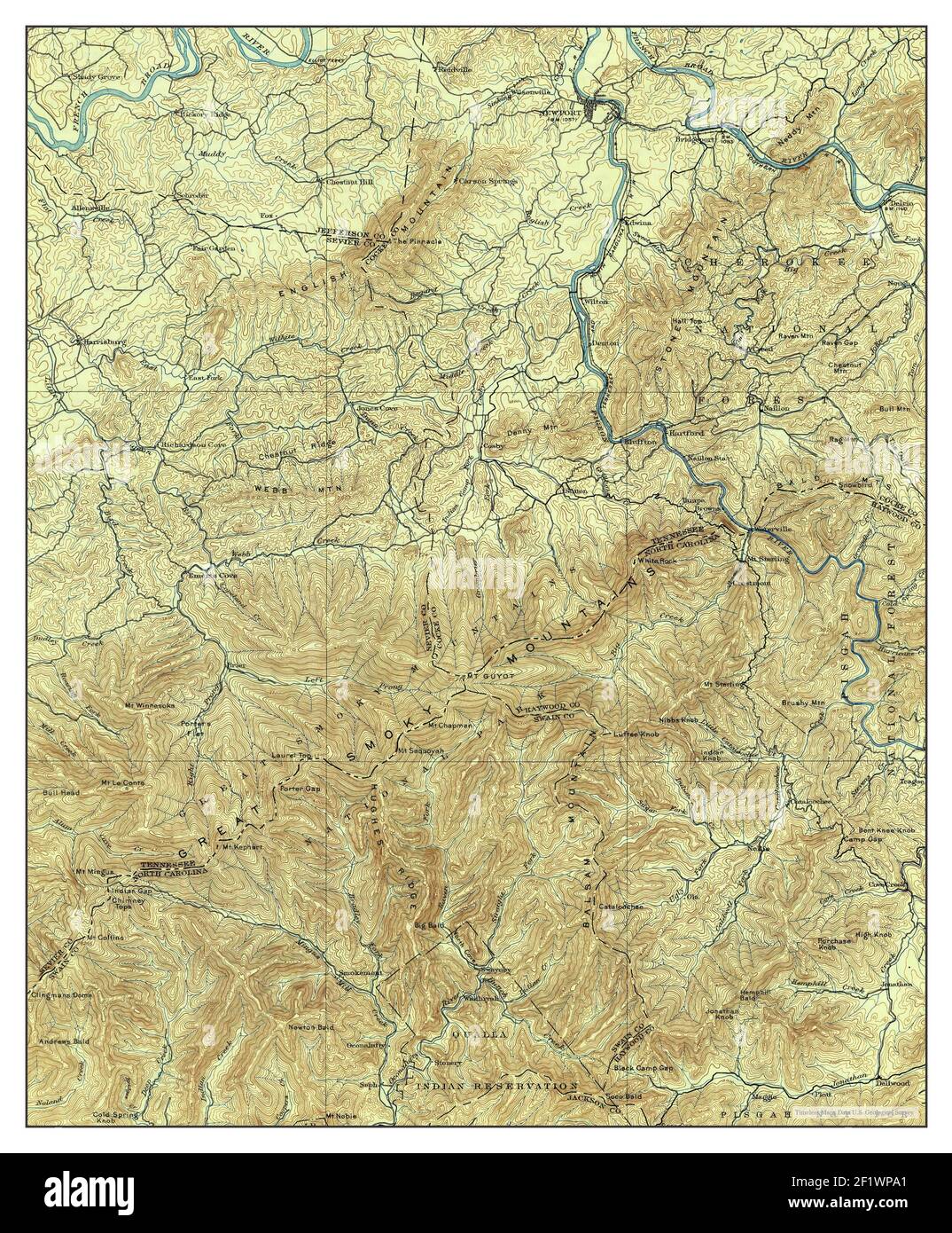 Mt Guyot, Tennessee, map 1912, 1:125000, United States of America by ...