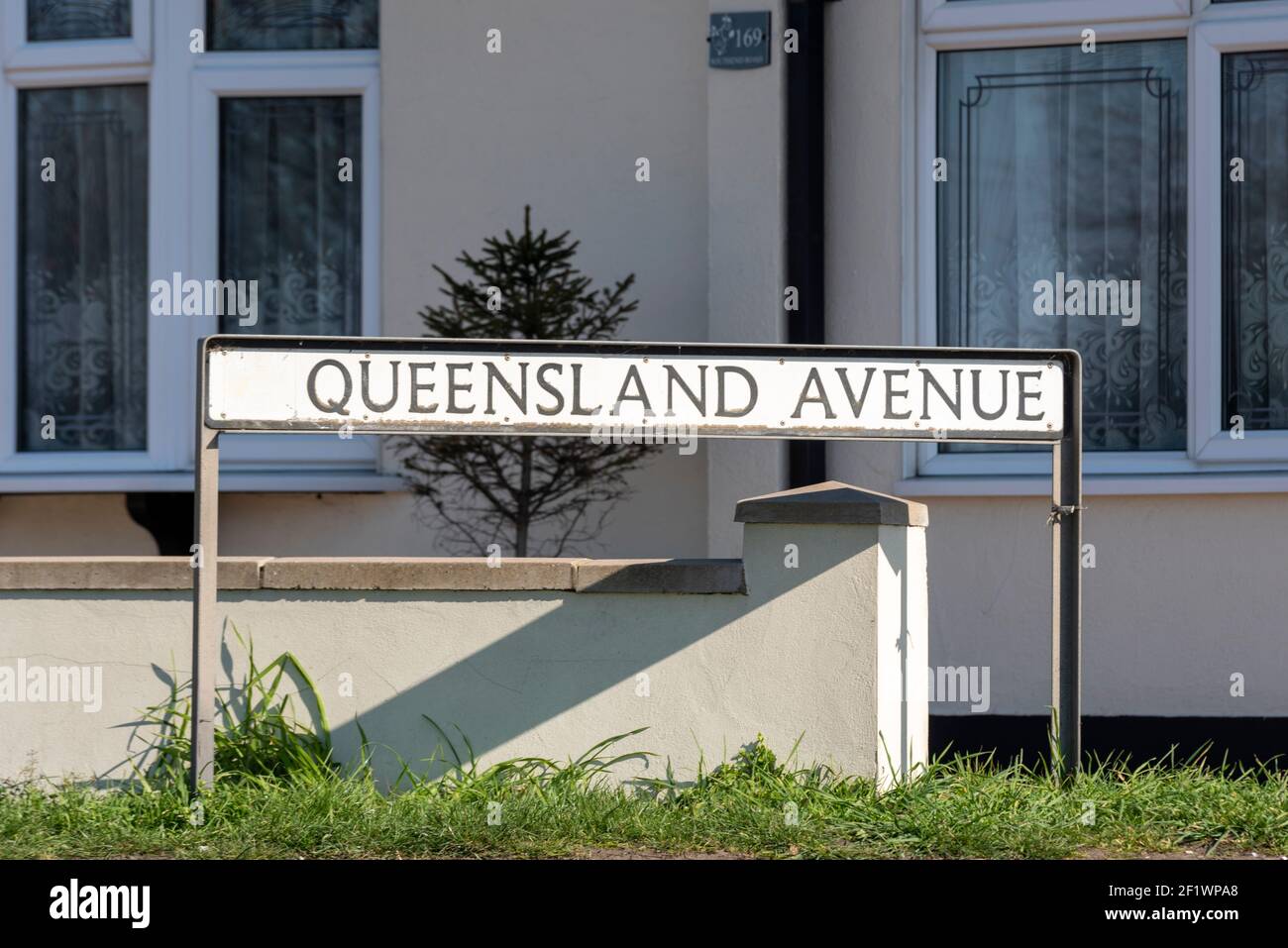 Queensland Avenue, street sign, in Southend on Sea, Essex, UK Stock ...