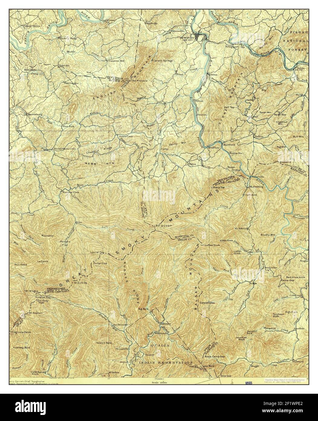 Mt Guyot, Tennessee, map 1912, 1:125000, United States of America by ...