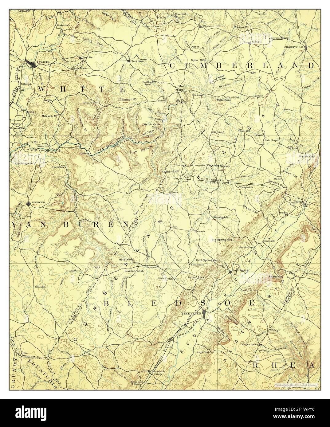 Pikeville, Tennessee, map 1895, 1:125000, United States of America by ...