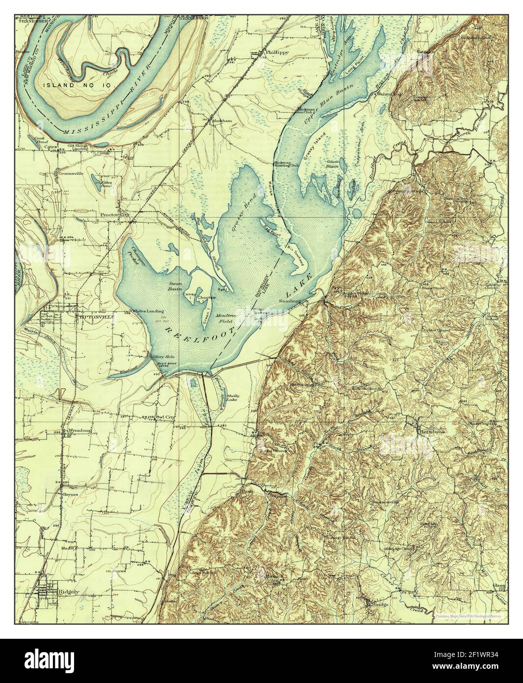 Reelfoot Lake, Tennessee, map 1925, 1:62500, United States of America ...