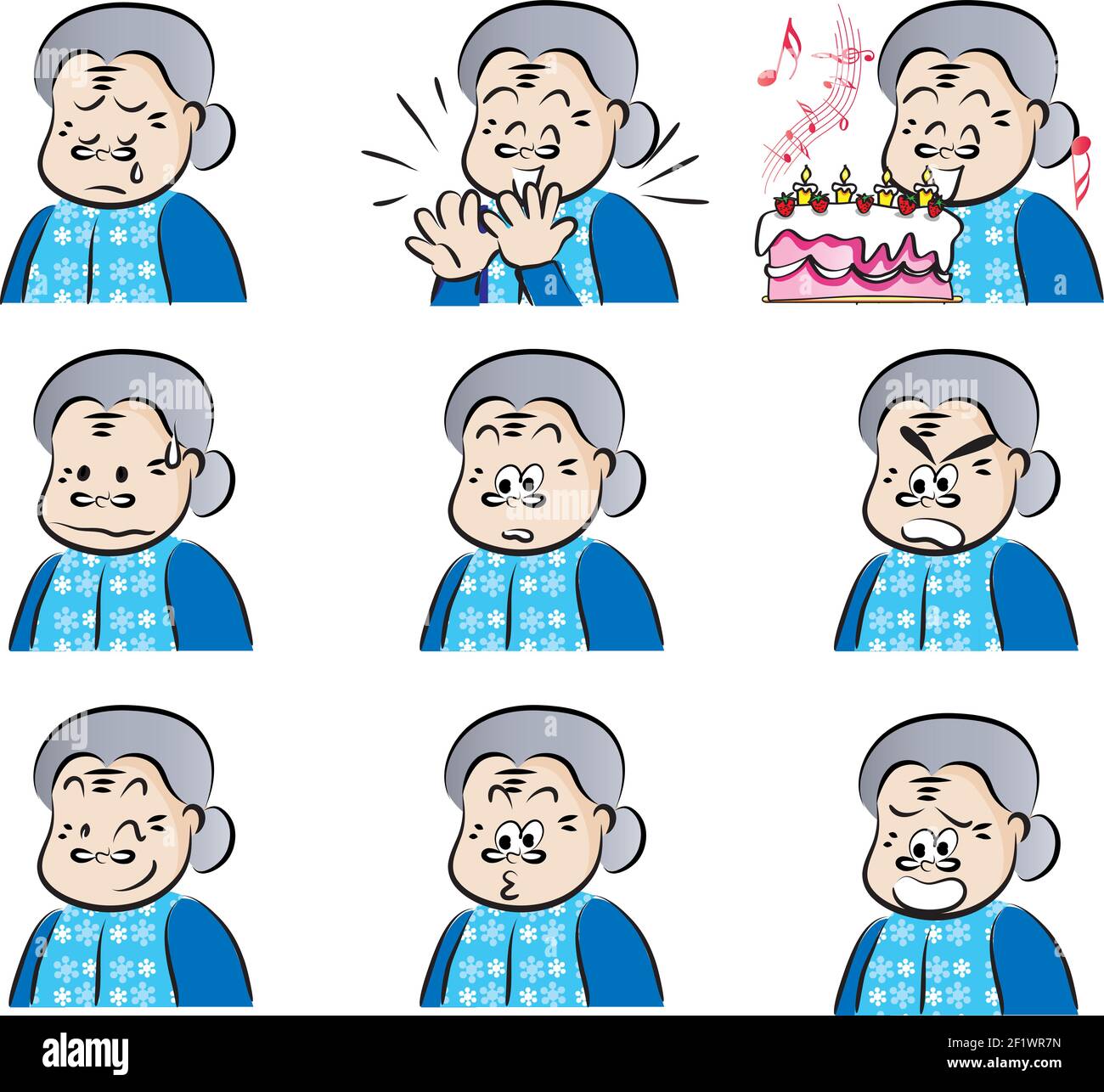 cartoon grandmother emoji set Stock Photo - Alamy