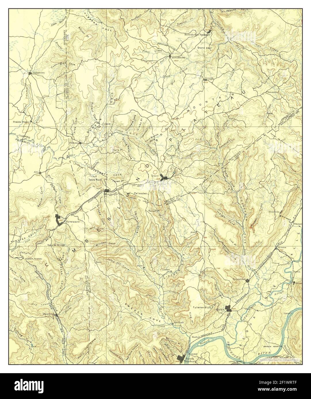 Sewanee, Tennessee, map 1895, 1:125000, United States of America by ...